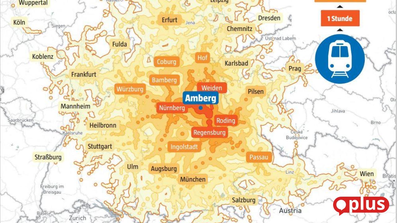 So weit kommt man vom Bahnhof Amberg in fünf Stunden | Onetz