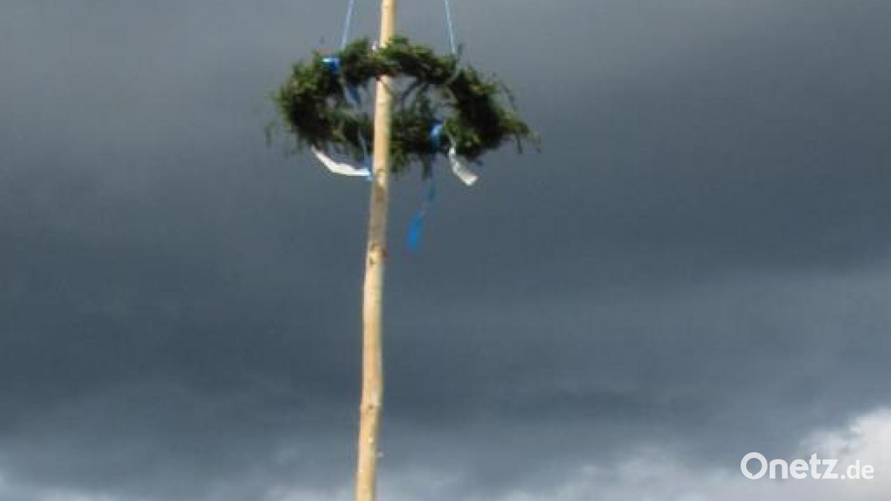 Bernhard Bogner stellt mit seinen Kindern eigenen Maibaum auf | Onetz