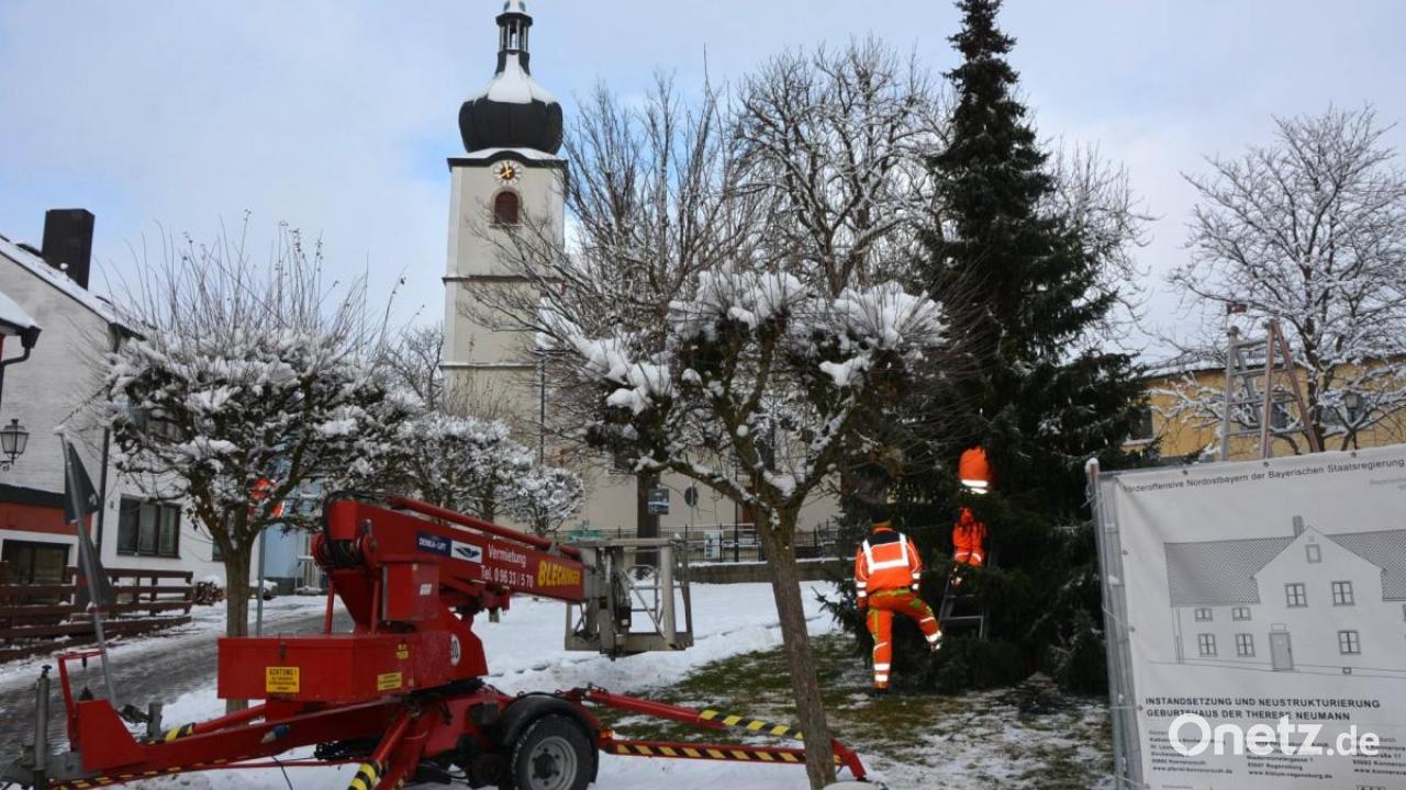 Christbaum am Therese-Neumann-Platz in Konnersreuth leuchtet heuer ...