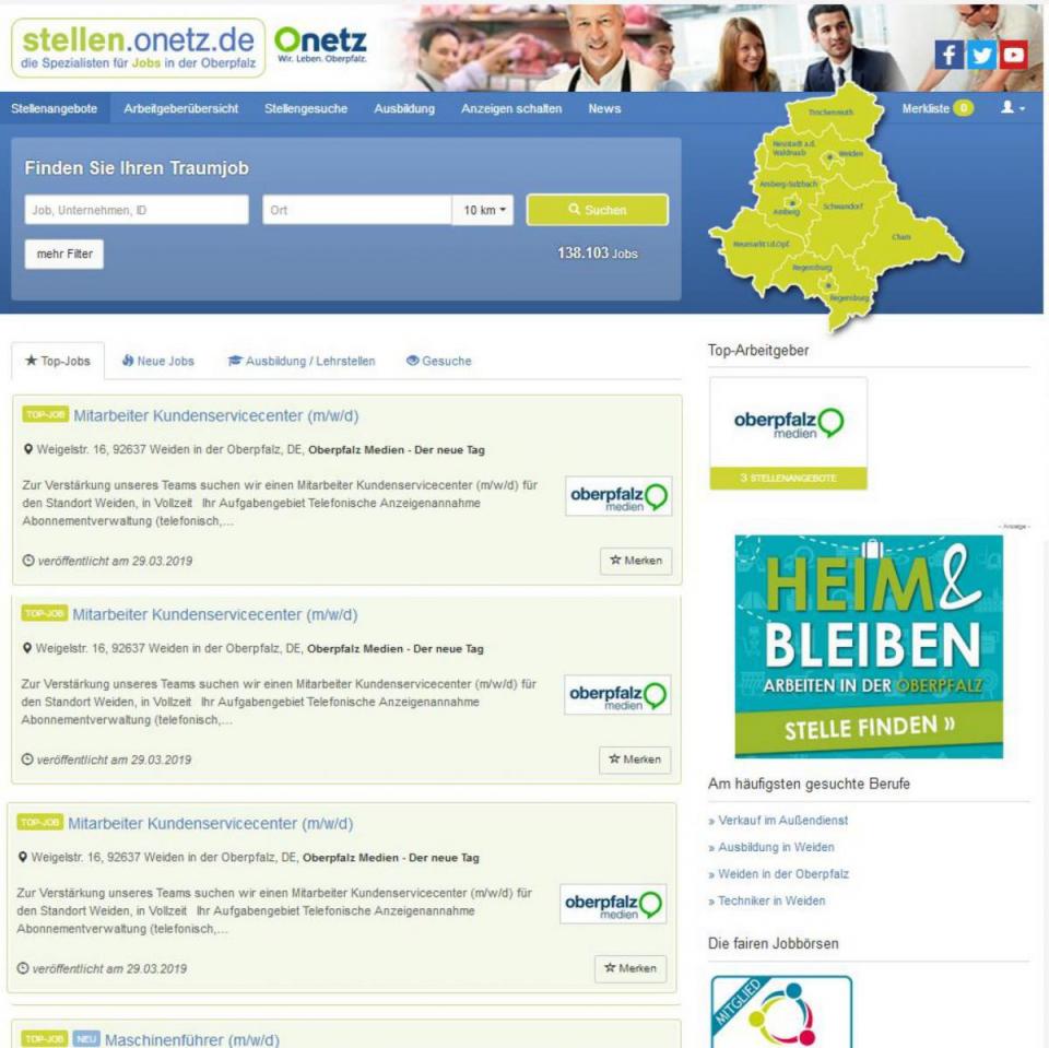 Stellen.onetz.de: Stellenmarkt mit tollen Jobs | Onetz
